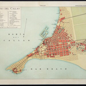 1900 Antique City Map of EL CALLAO, PERU. 124 Years Old Chart - Etsy