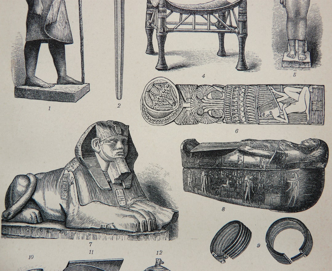 1895 Antique Print of EGYPTIAN CULTURE. Ancient Egypt Art and Culture ...