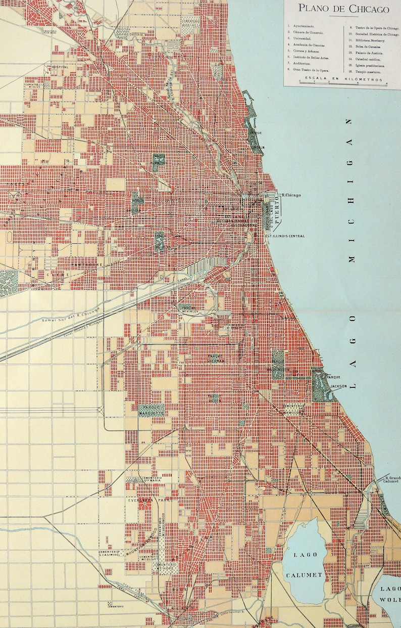 1900 Antique Large City Map of CHICAGO. 126 Years Old Chart - Etsy