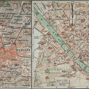 1895 Antique City Map of FLORENCE. FIRENZE. ITALIA. Tuscany. 129 Years ...