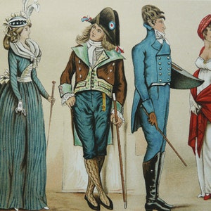 1897 Antique Lithograph of FASHION From 17th to 18th Century. Antique ...