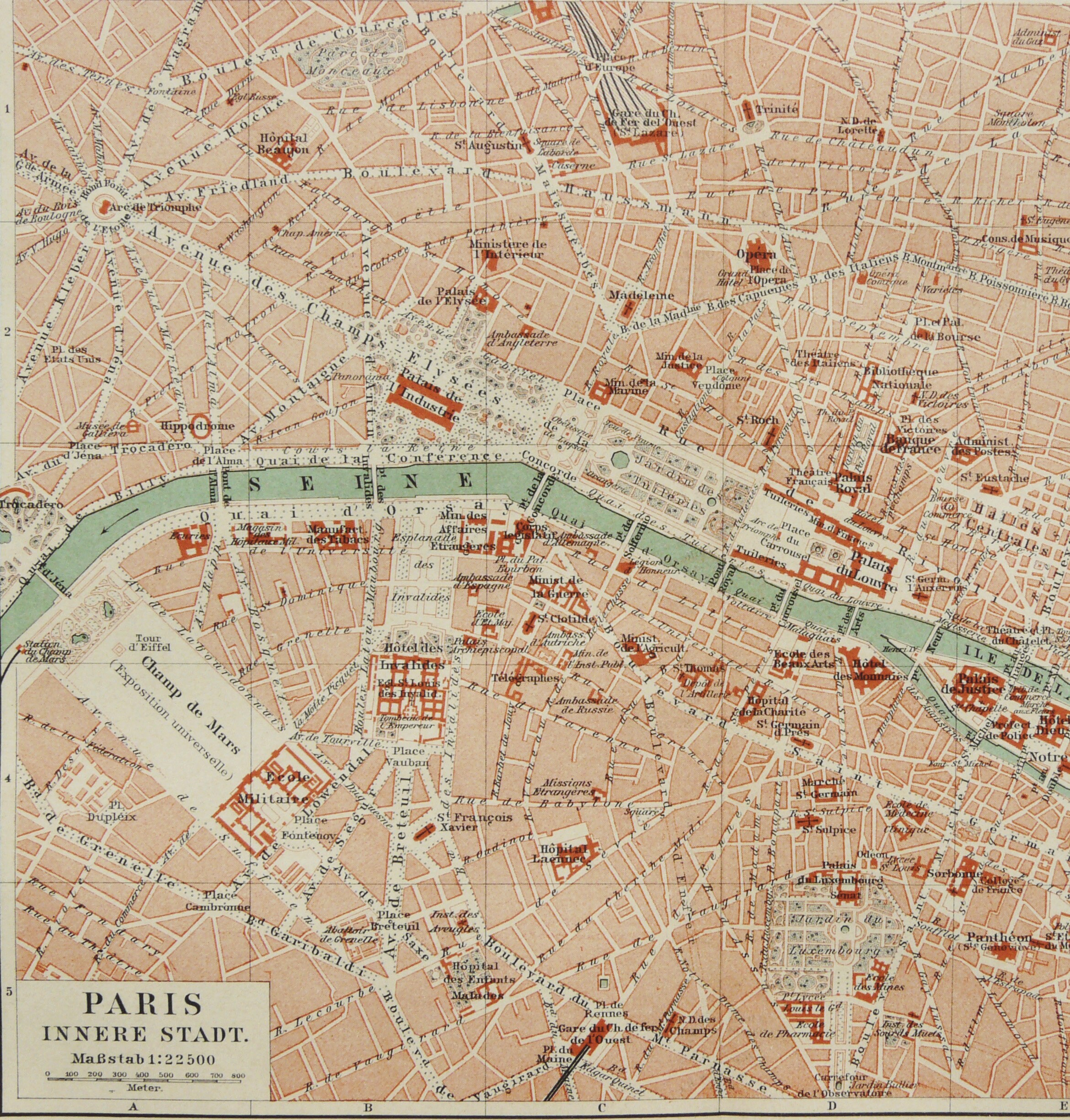 1890 Antique City Map of PARIS FRANCE. 133 Years Old Town - Etsy