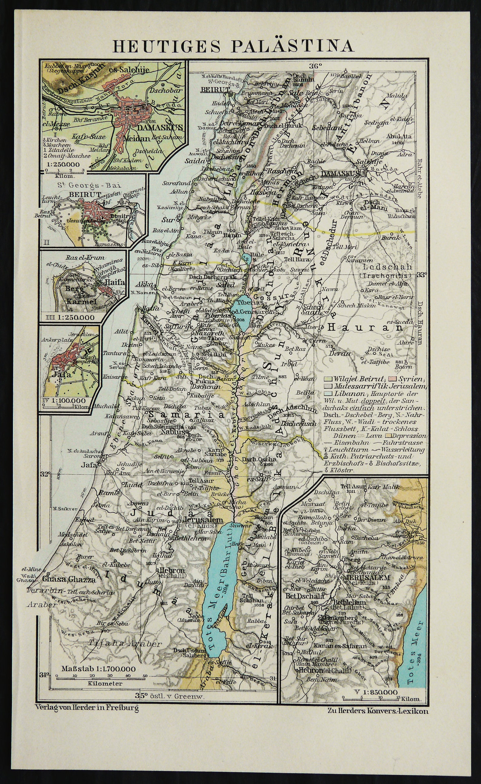 1900 Antique Map of PALESTINE. ISRAEL. Holy Land. Jerusalem. | Etsy