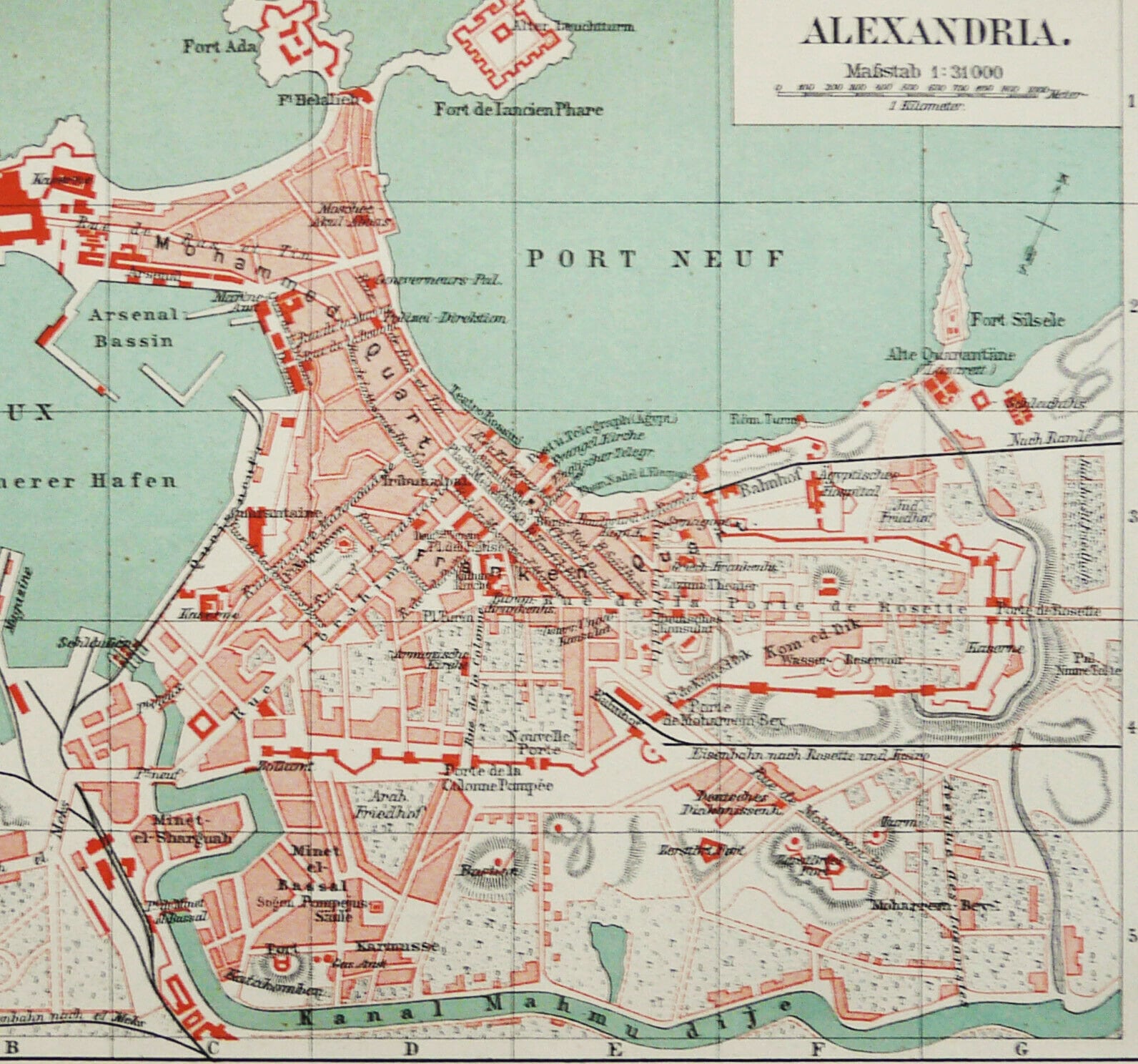1897 Antique City Map of ALEXANDRIA, EGYPT. 126 Years Old Town Map. - Etsy