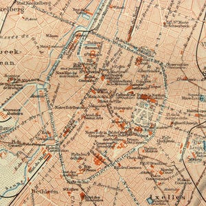 1897 Antique City Map of THE CITY of BRUSSELS, Belgium. 127 Years Old ...