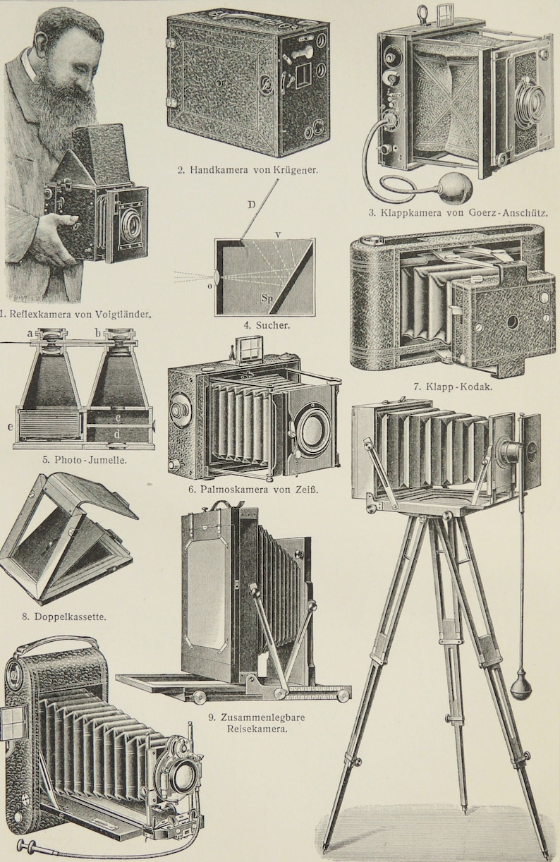 1897 Antique Print of PHOTOGRAPHY. Photo Cameras. Photo Apparates. 128 ...