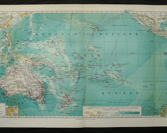 1895 Antique Large Map of PAPUA NEW GUINEA. Solomon Islands. Oceania ...