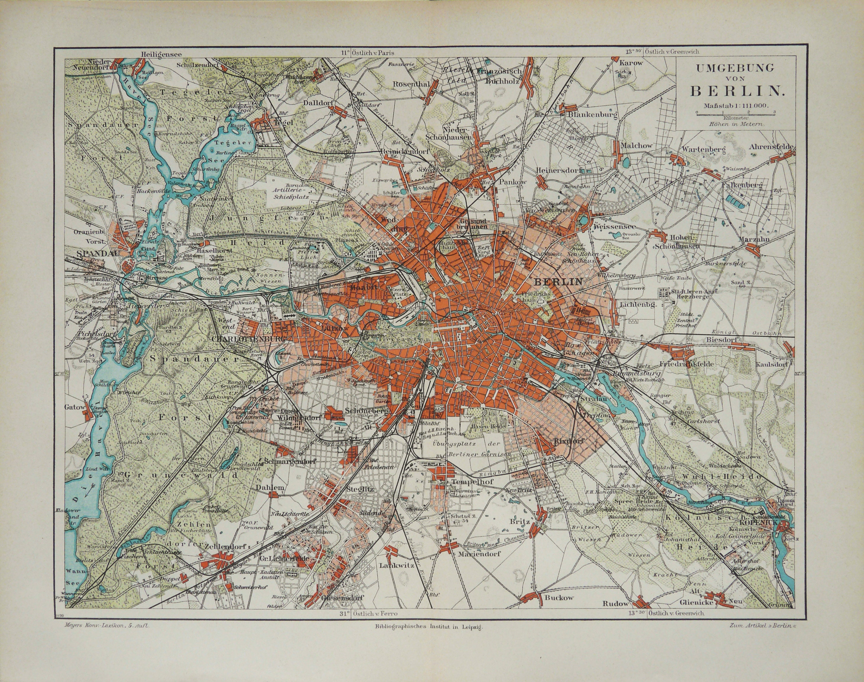 1897 Antique City Map of BERLIN, GERMANY. 126 Years Old Town Map. - Etsy