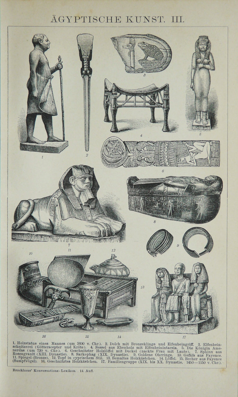 1895 Antique Print of EGYPTIAN CULTURE. Ancient Egypt Art and Culture ...