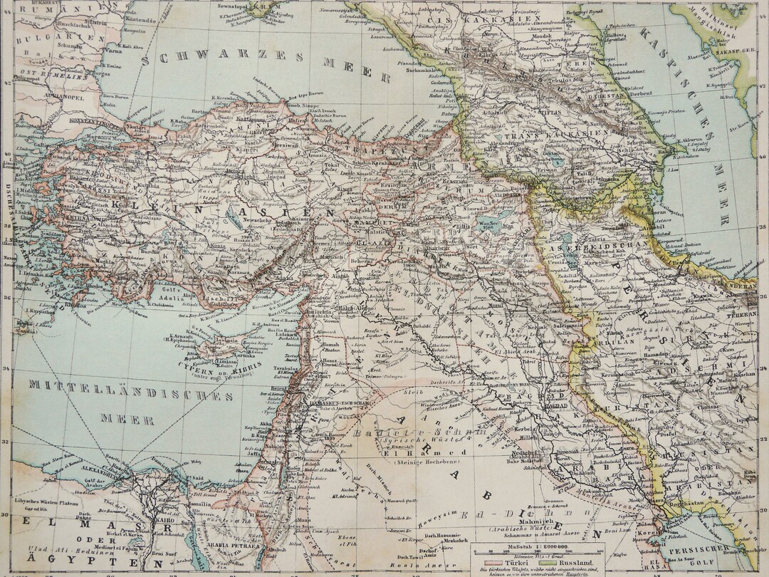 1895 Antique Map of TURKEY. OTTOMAN EMPIRE. Turkish Empire. Istanbul ...