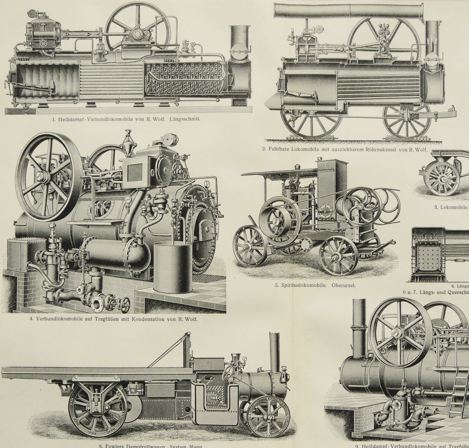 1897 Antique Print of ANCIENT ENGINES. Steam-powered Tractors. Steam ...