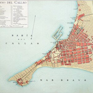 1900 Antique City Map of EL CALLAO, PERU. 124 Years Old Chart - Etsy