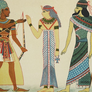 1897 Antique Lithograph of ANCIENT FASHION From Ancient Egypt, Rome ...