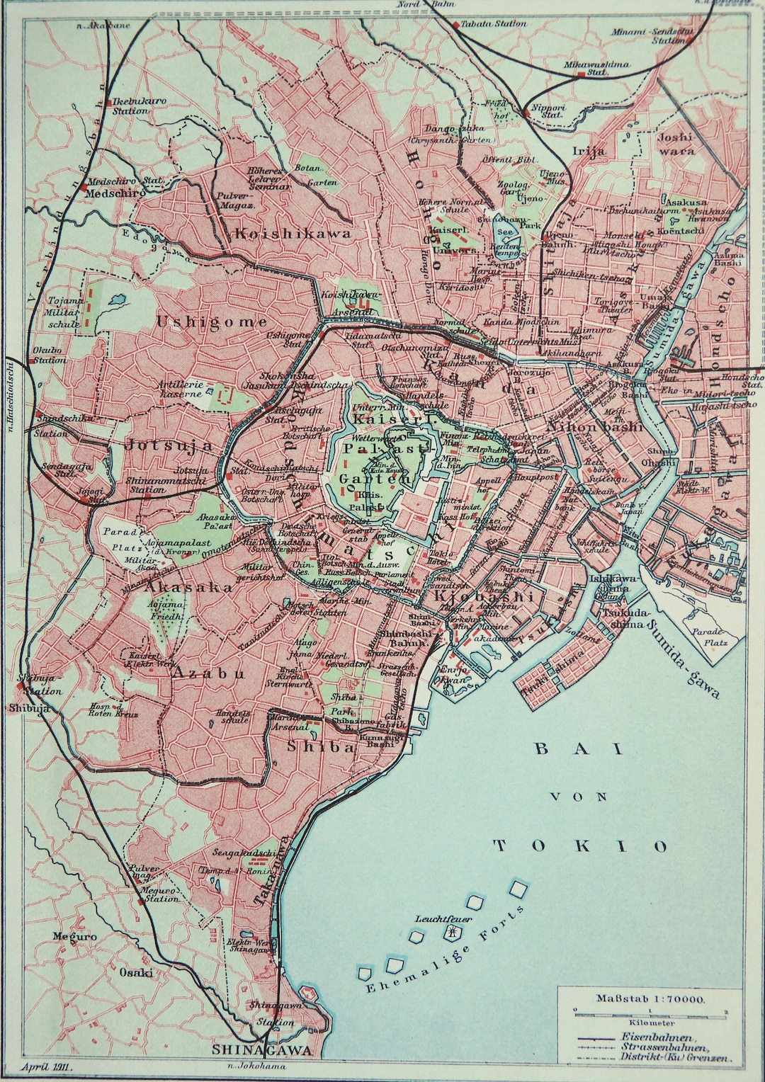 1895 Antique City Map of TOKYO JAPAN. 128 Years Old Town Map. - Etsy