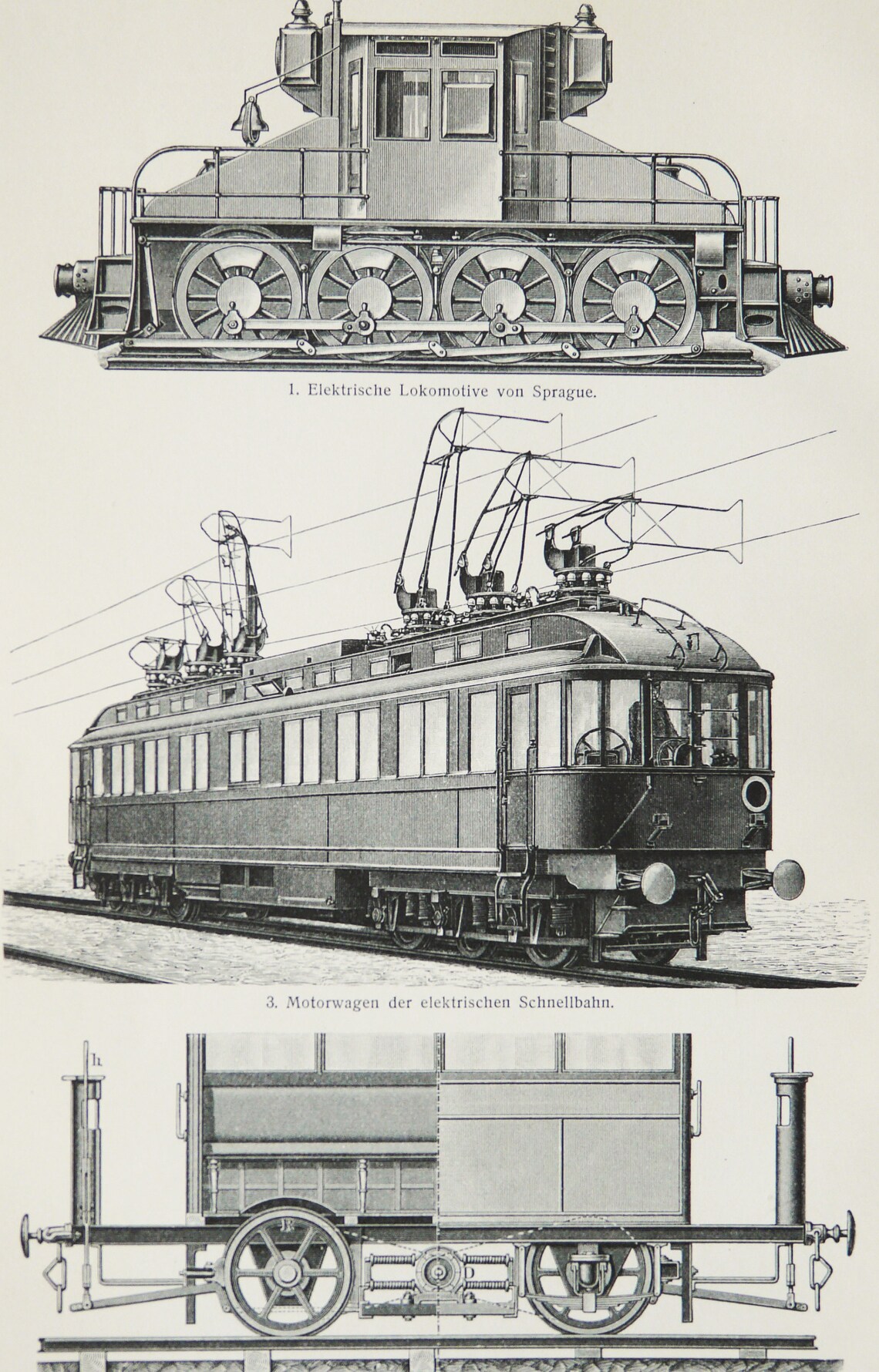 1897 Antique Print of ANTIQUE ELECTRIC LOCOMOTIVES. Ancient Engines ...