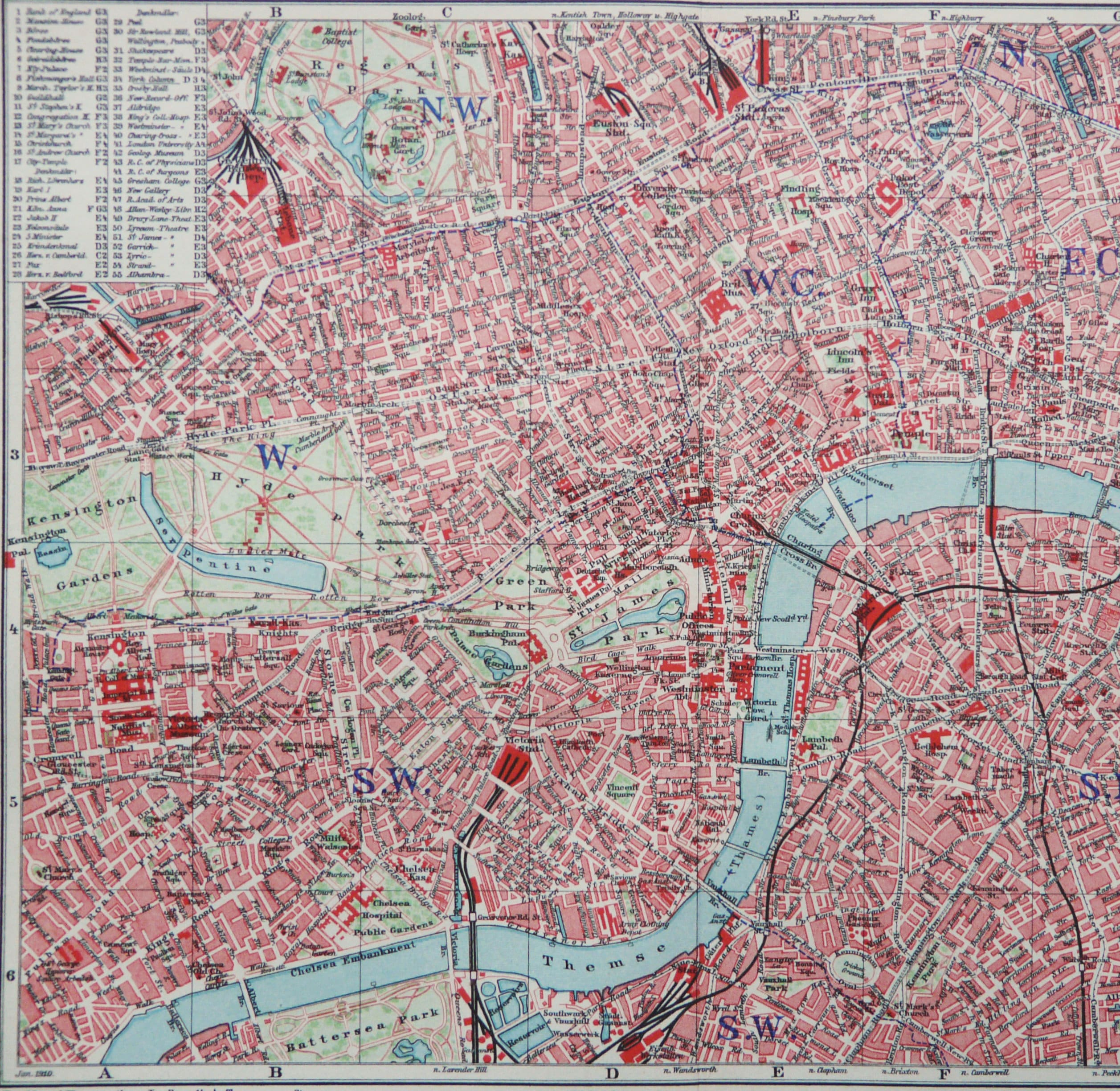 1910 Antique City Map of LONDON, ENGLAND. 114 Years Old Town Map. - Etsy