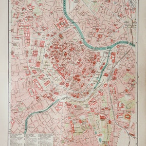 1898 Antique City Map of VIENNA, AUSTRIA. Wien. 126 Years Old Town Map ...
