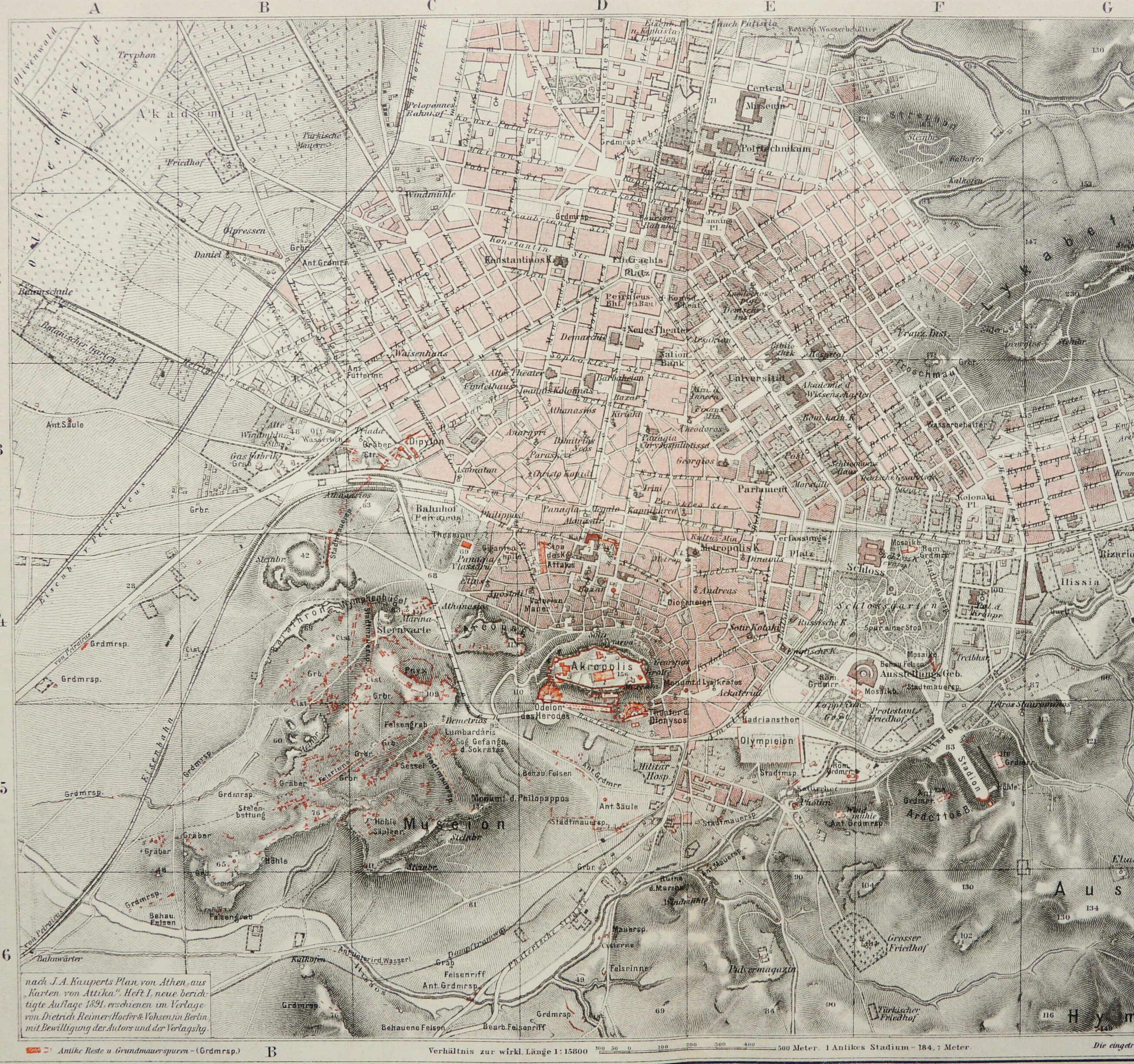 1895 Antique City Map of ATHENS, GREECE. 128 Years Old Town Map. - Etsy