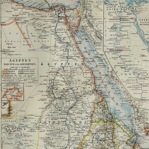 1897 Antique Map of EGYPT. CAIRO. ALEXANDRIA. 127 Years Old Chart - Etsy