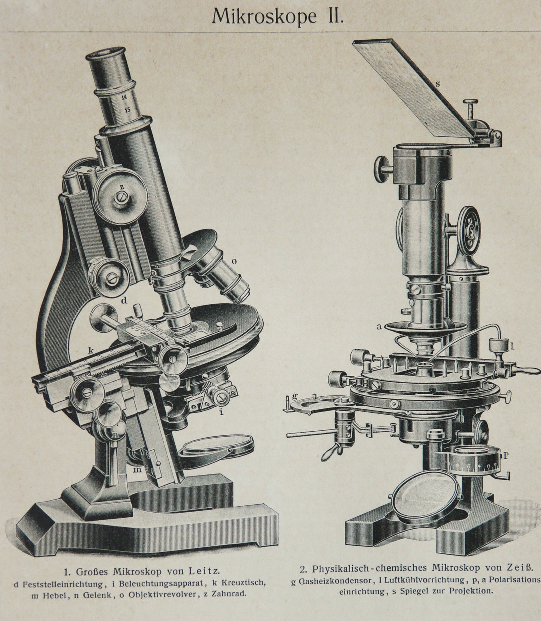 1897 Antique Print of MICROSCOPES. OPTICS. Optical Instruments. Viewing ...