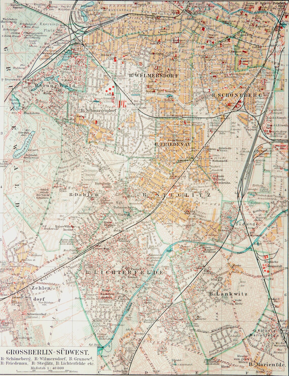 1897 Antique City Map of BERLIN, GERMANY. 127 Years Old Town Map. - Etsy