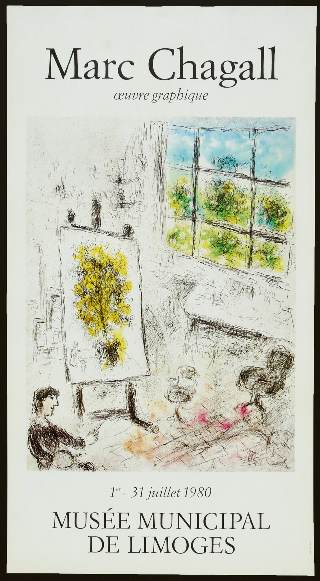 MARC CHAGALL: "the Painter in His Studio". Original Exhibition Poster ...