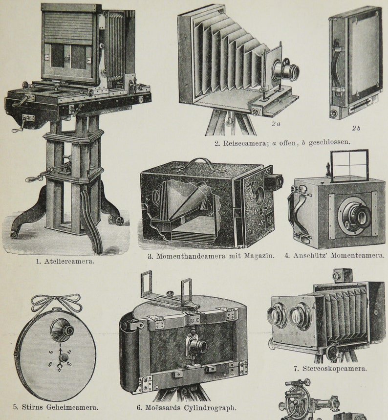 1900 Antique Print of PHOTOGRAPHY. Photo Cameras. Photo Apparates. 124 ...
