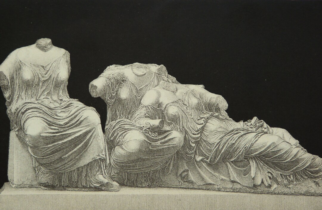 1895 Antique Lithograph of THE PARTHENON SCULPTURES. Athens. Ancient ...