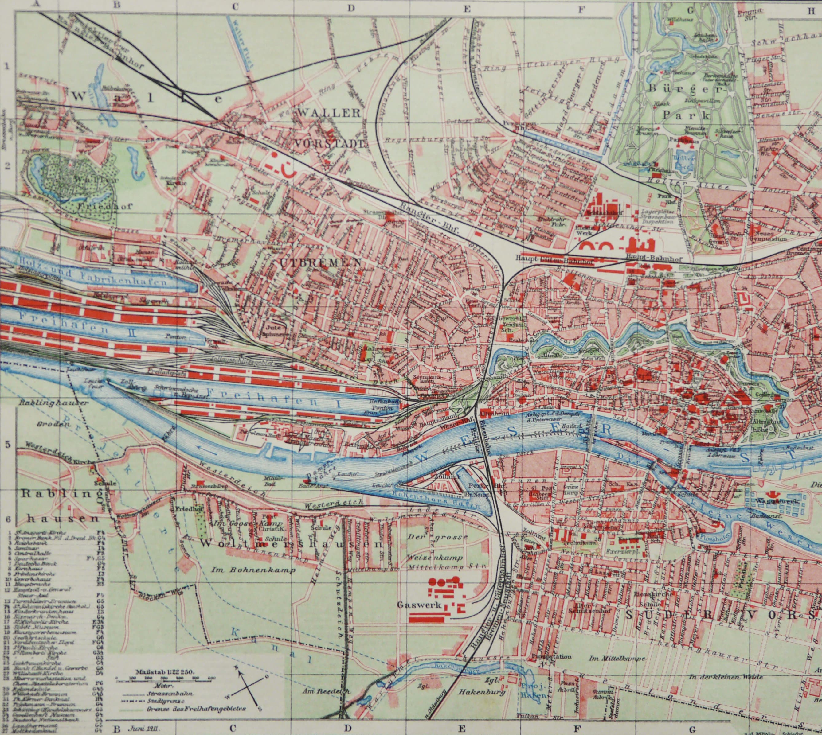 1911 Antique City Map of BREMEN, GERMANY. 113 Years Old Town Map. - Etsy