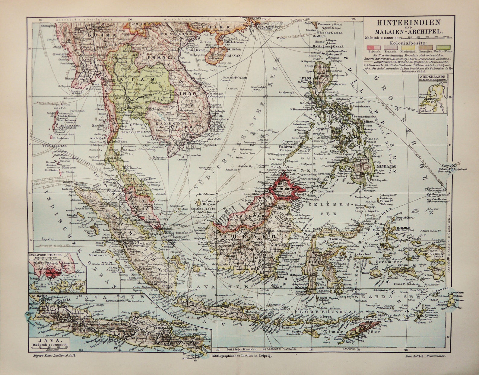 1897 Antique Map of INDONESIA SOUTHERN ASIA. Vietnam. - Etsy