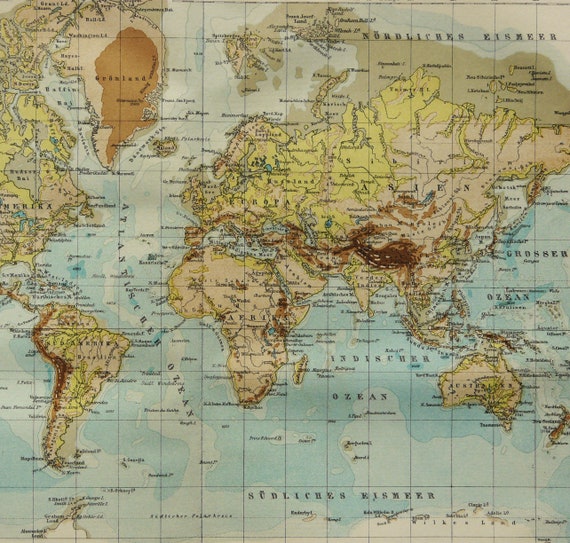 Physical World Map With Rivers And Mountains