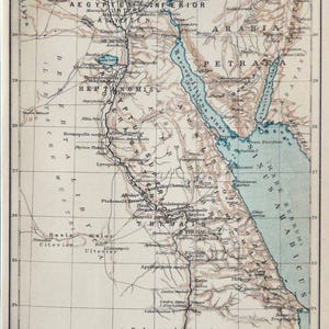 1895 Antique Map of ANCIENT EGYPT. Nile River. Archaeology. Archeology ...