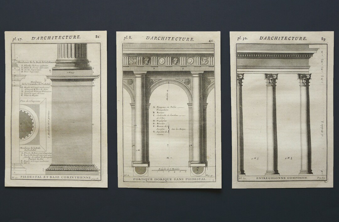 1750 Set of Three 18th Century Antique Copper Engravings of ...