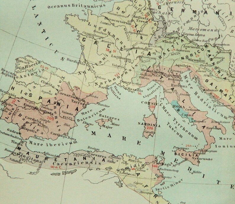 1897 Antique Map of ROMAN EMPIRE. Ancient Rome. 126 Years Old Chart - Etsy