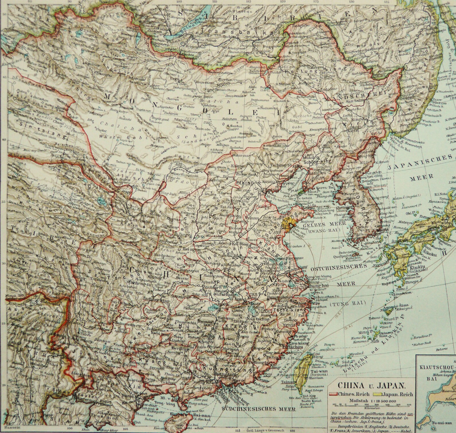 1897 Antique Map of CHINA JAPAN and KOREA. Asia. Geography. - Etsy