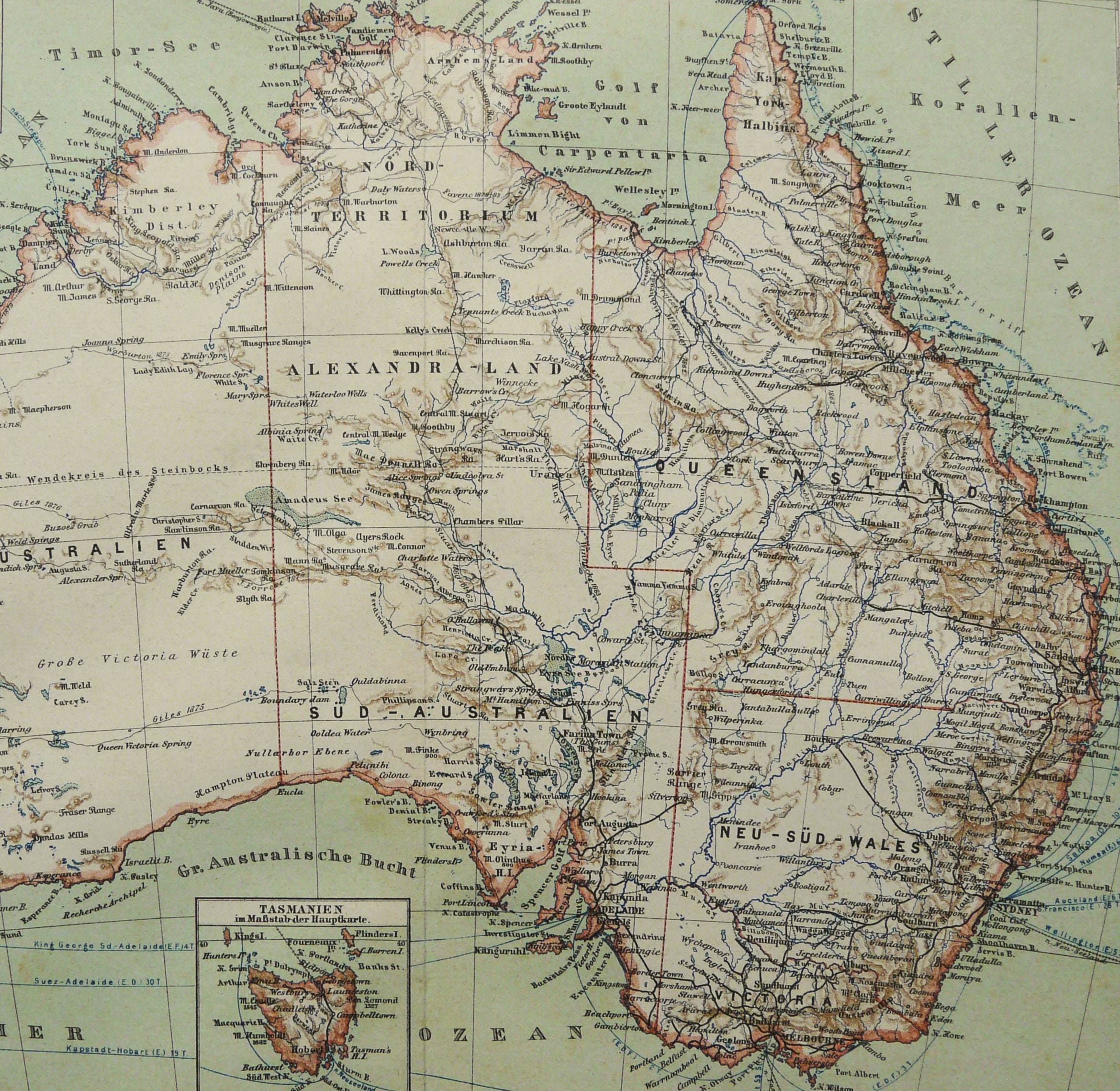 1890 Antique Map of AUSTRALIA. 133 Years Old Chart. - Etsy