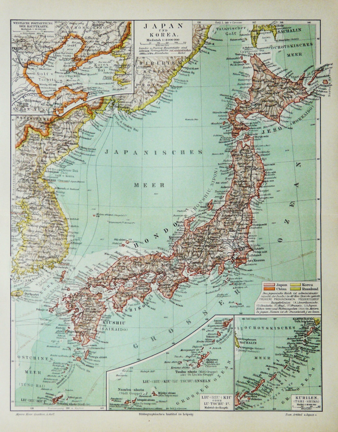 1897 Antique Map of JAPAN. Tokyo. Geography. 127 Years Old Chart - Etsy