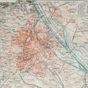 1897 Antique City Map of VIENNA, AUSTRIA. Wien. 127 Years Old Town Map ...