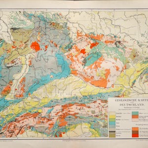 1897 Antique Geological Map of GERMANY. Geology. Rocks. 127 Years Old ...