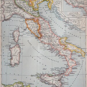 1895 Antique Map of ANCIENT ITALY Before Roman Empire. Archaeology. 129 ...