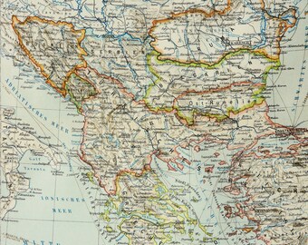 1900 Antique Map of BALKANS. BALKAN PENINSULA. Romania. | Etsy