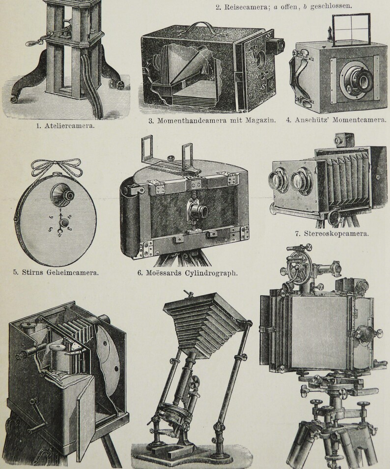 1900 Antique Print of PHOTOGRAPHY. Photo Cameras. Photo Apparates. 124 ...