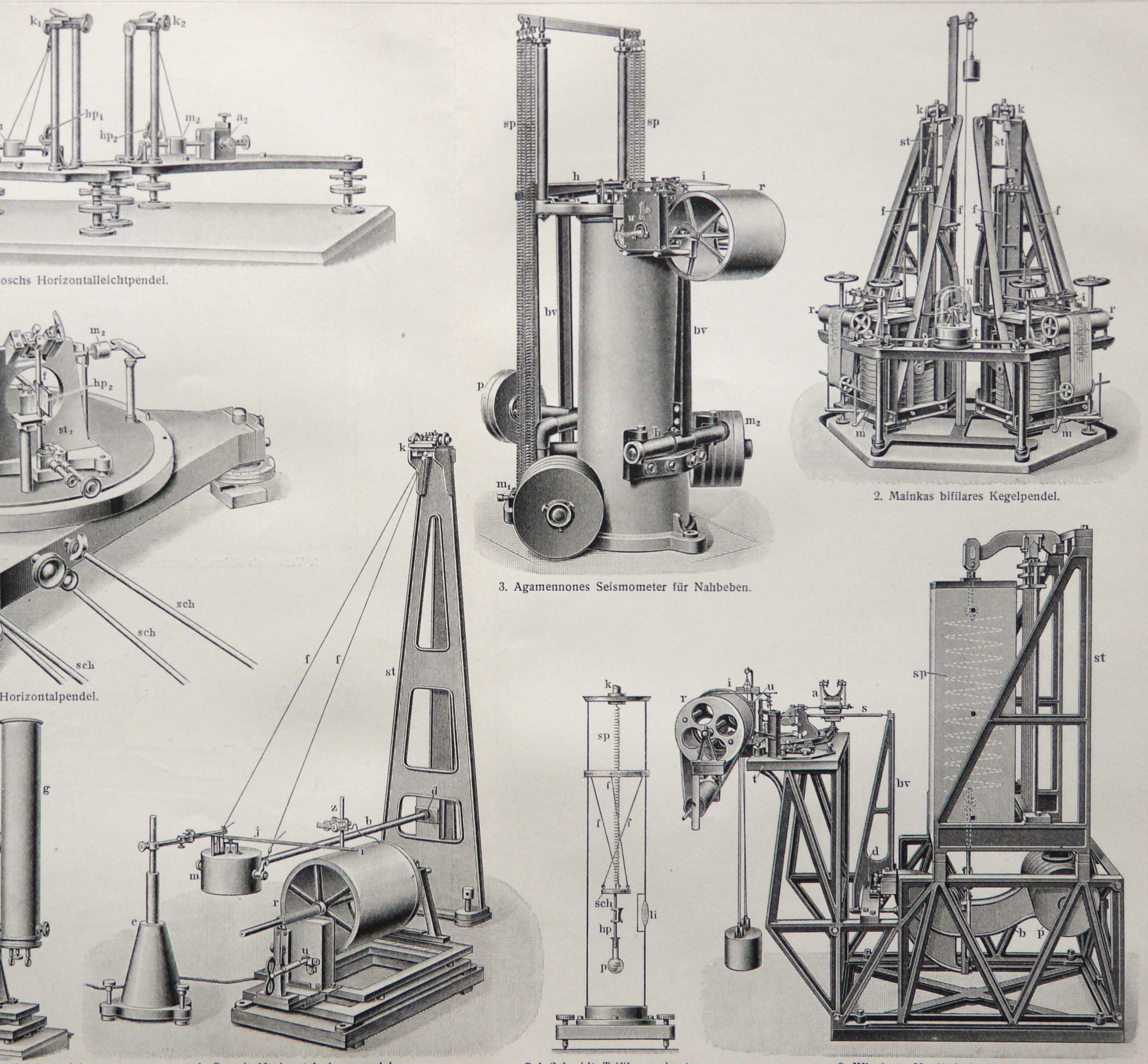1897 Antique Print of SEISMOMETERS. SEISMOGRAPHS. Geology. Science ...