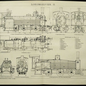 1895 Antique Print: ANTIQUE STEAM LOCOMOTIVE. Steam Engine. Trains. 129 ...