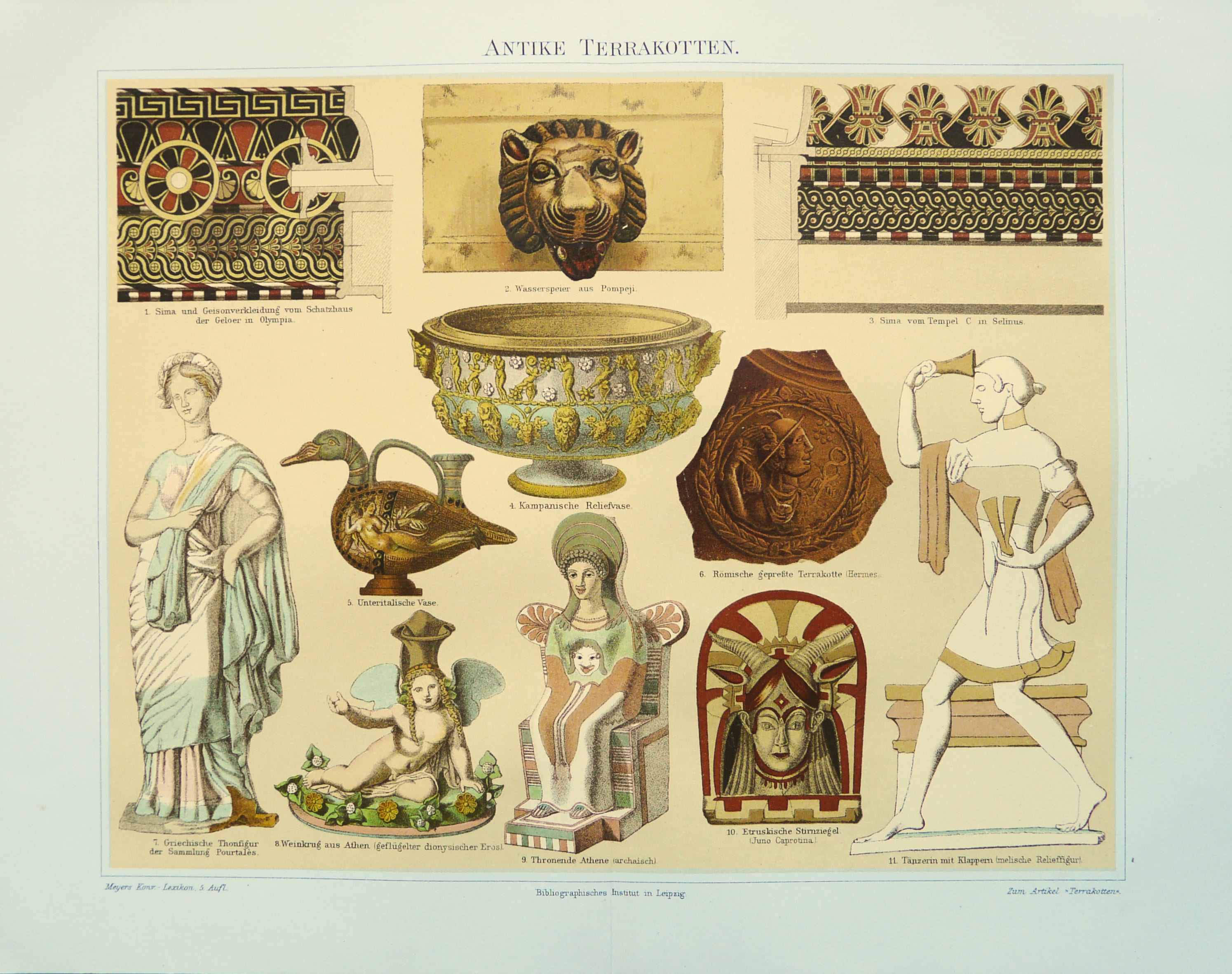 1897 Antique Lithograph of ARCHAEOLOGY. Ancient Rome. Ancient Greece ...