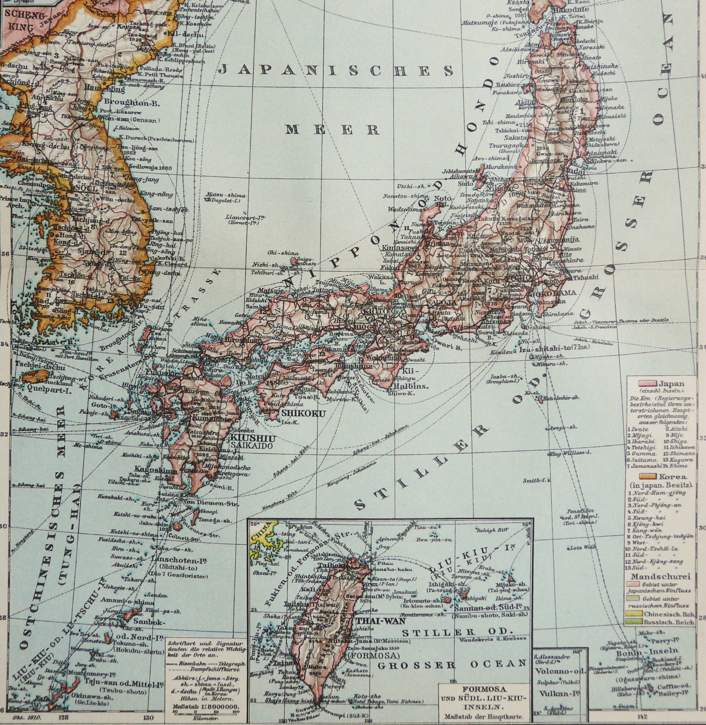 1895 Antique Map of JAPAN and KOREA. Tokyo. Geography. 131 Years Old ...