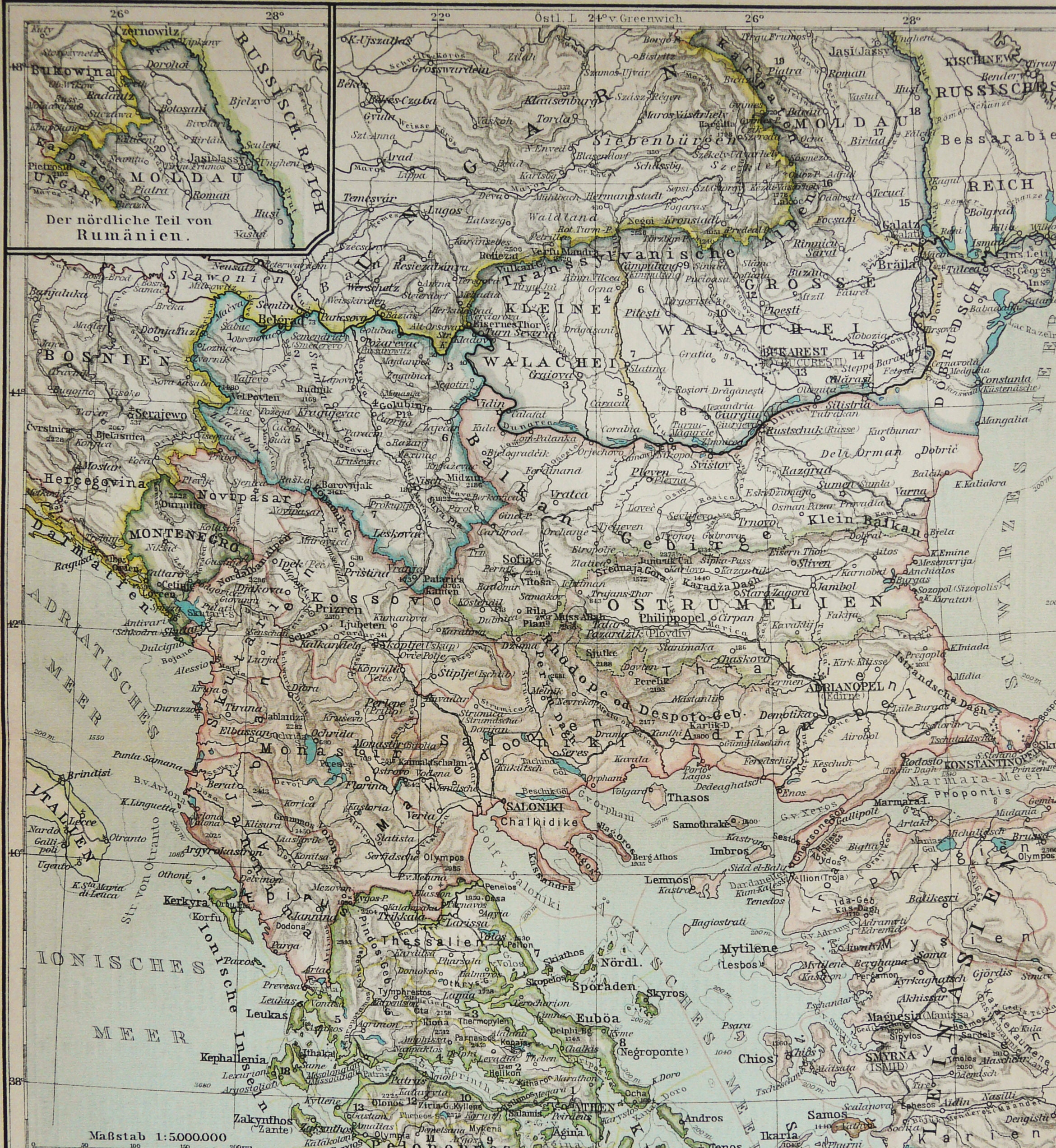 1900 Antique Map of BALKANS. BALKAN PENINSULA. Romania. - Etsy