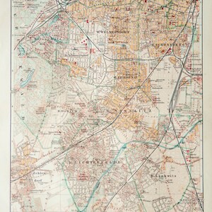 1897 Antique City Map of BERLIN, GERMANY. 127 Years Old Town Map. - Etsy