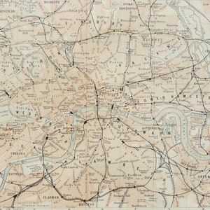 1890 Antique City Map of LONDON ENGLAND. 132 Years Old Town - Etsy