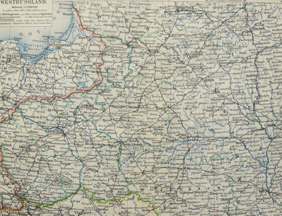 1897 Antique Map of BELARUS, UKRAINE, POLAND. 127 Years Old Chart - Etsy